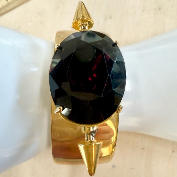 Jewelmint | Jewelry | Spiked Gold Tone Cuff By Jewelmint With Huge Ruby ...